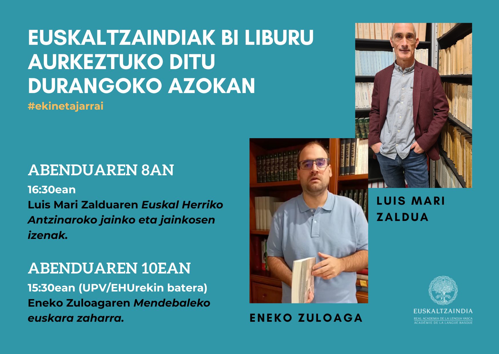 Euskaltzaindiak bi argitalpen aurkeztuko ditu Durangoko Azokan - Euskaltzaindia